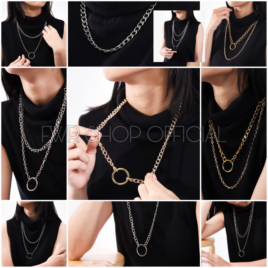 Jual FWR - Kalung Rantai Wanita Panjang Multilayer Necklace | Shopee ...