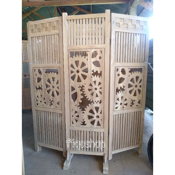 Jual Sketsel Partisi Penyekat Ruangan Kayu Jati Motif Gear Furniture ...