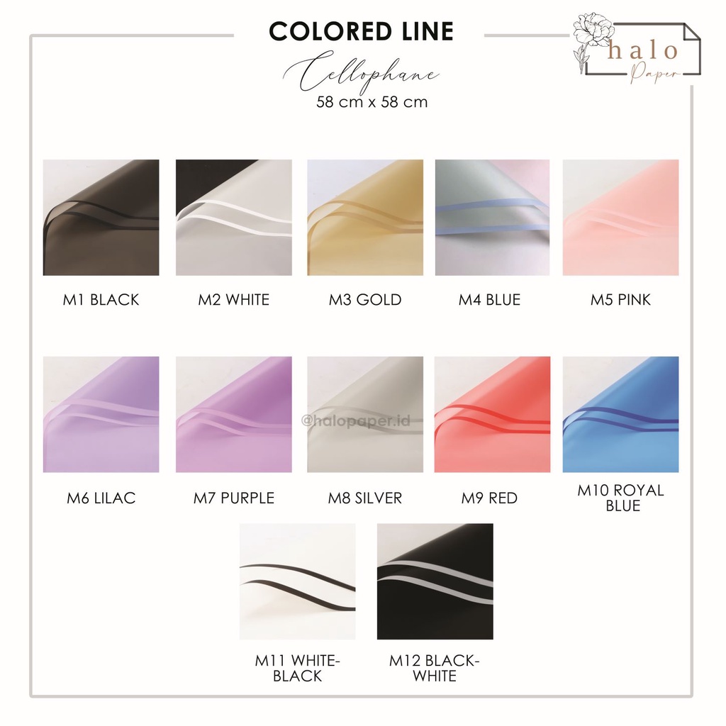 Jual (1 Lembar) COLORED LINE - FLOWER WRAPPING PAPER WATERPROOF COLORED ...