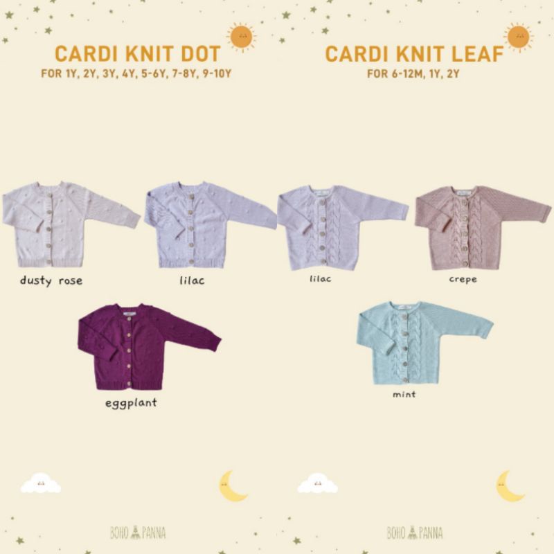Jual CARDI KNIT DOT/ CARDI KNIT LEAF BOHO PANNA SURABAYABABY | Shopee ...