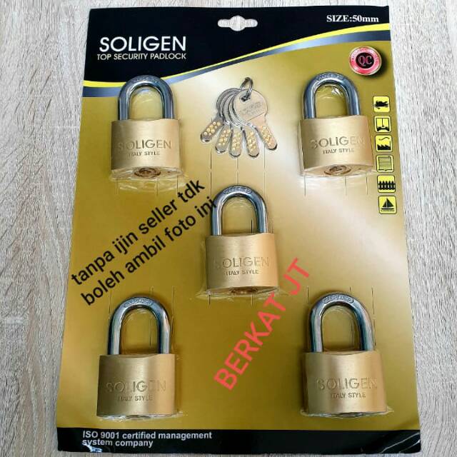 Jual GEMBOK KUNINGAN ASLI / GEMBOK MASTER KEY 50 MILI PAKET ISI 5 PCS ...