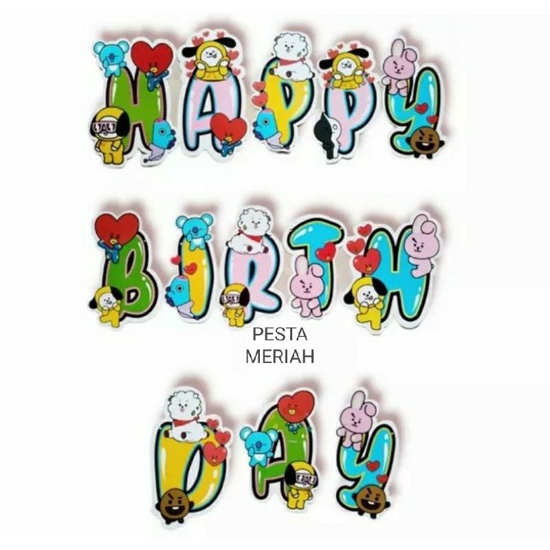Jual BANNER HAPPY BIRTHDAY BT21 / BANNER HBD BT21 / FLAG HBD BTS 21 ...