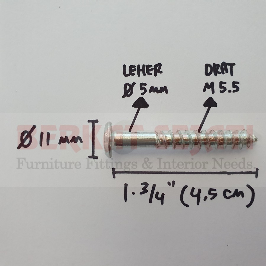 Jual Skrup Besar PERABOT M 5.5 x 1 3/4 inch 4.5 cm Sekrup Furniture ...