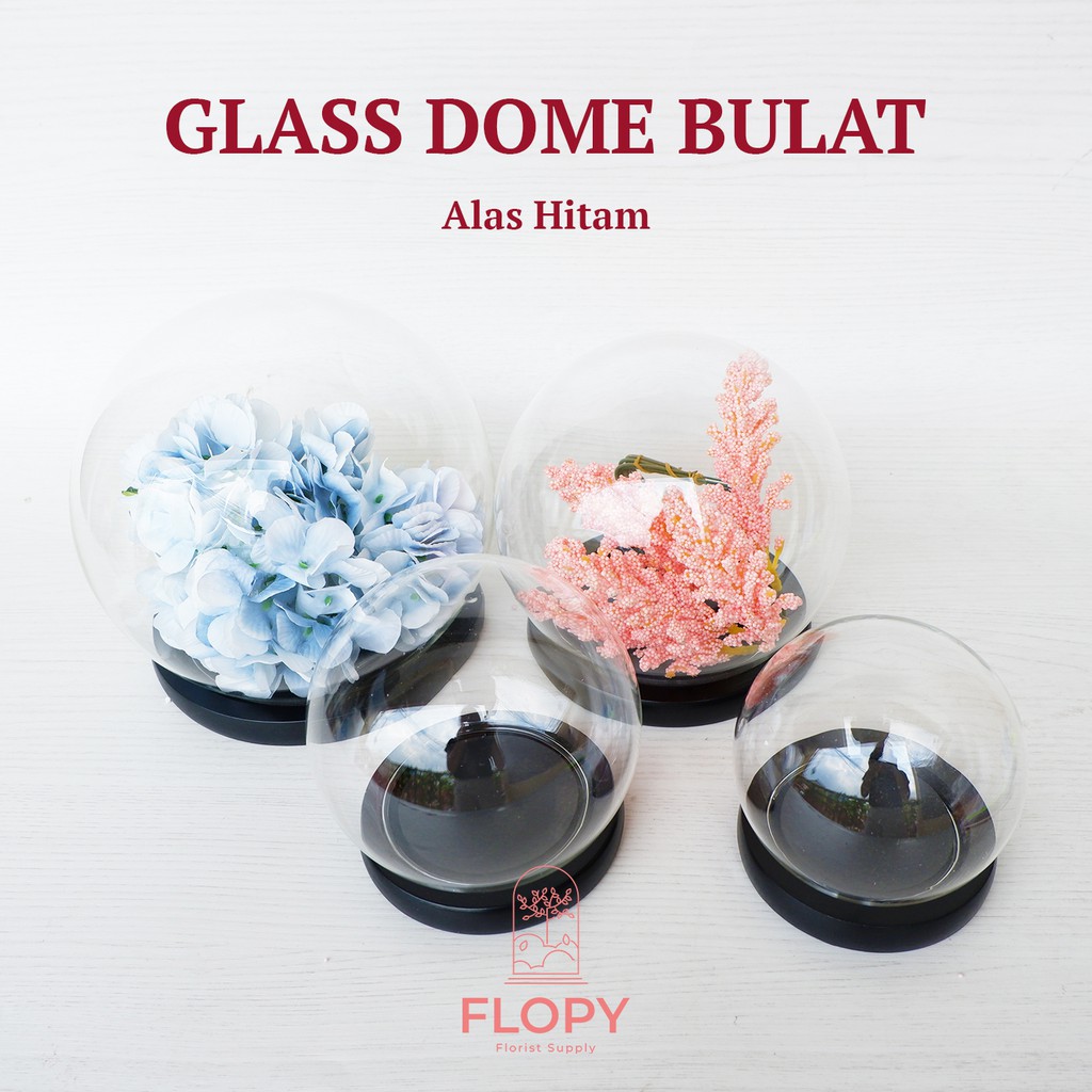 Jual FLOPY Glass Dome Bulat Alas Hitam / Kubah Kaca / Vase Kaca ...