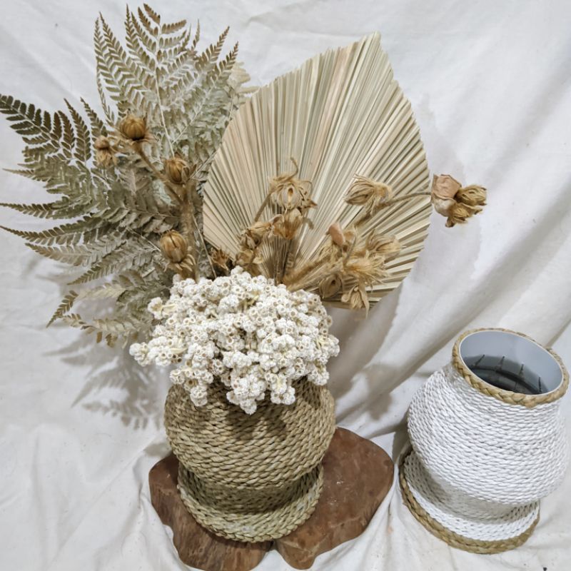 Jual Paket Lengkap Bunga kering + Vas Guci | Dried flowers Decoration ...