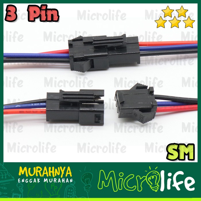 Jual SM 3 Pin Connector Quick Connector 3P Male Female JST | Shopee ...
