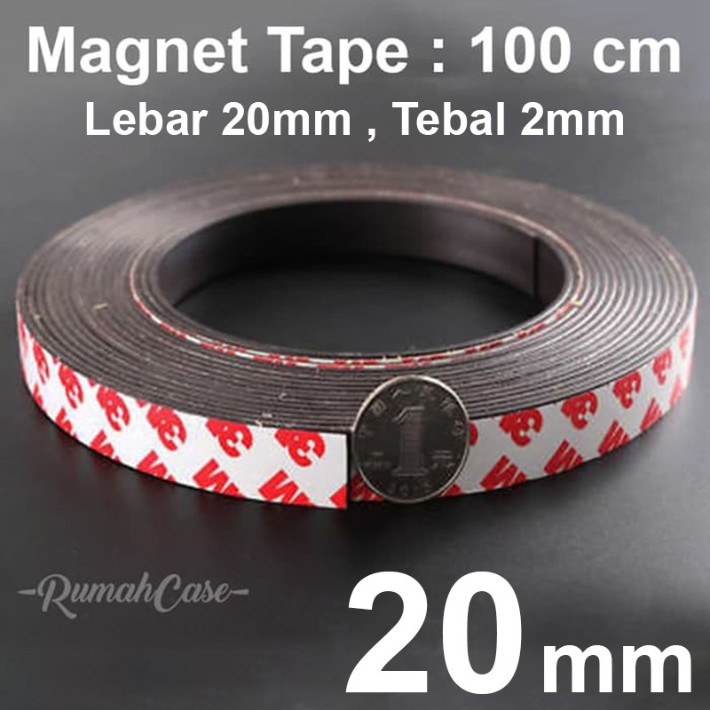Jual Magnet tape lebar 20mm per 1 meter double 3M magnetic strip tebal ...