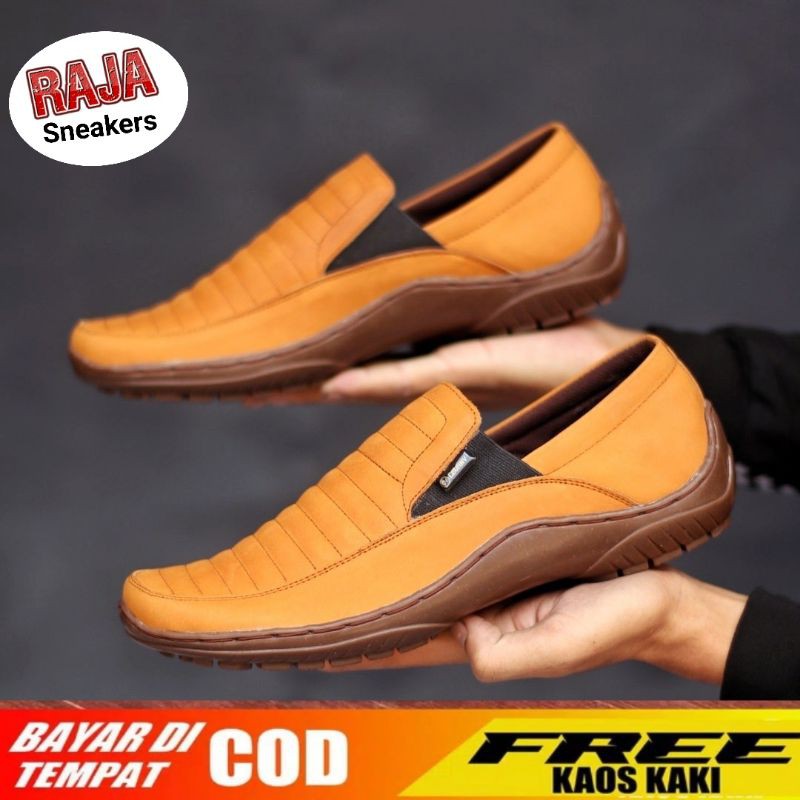 Jual RAJA x CORZA Sepatu Kasual Pria SliP ON Pria Kulit Asli Kerja ...