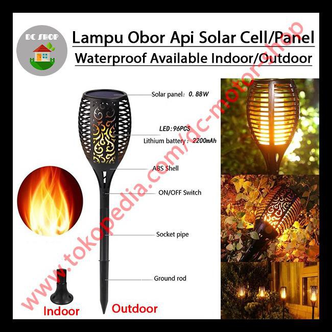 Jual Lampu Obor Api Flame Led Tancap Taman 96Led - Tenaga Surya Solar ...