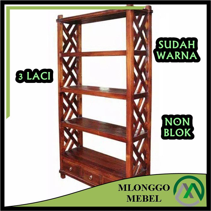 Jual Rak Buku Kayu Jati Terbaru Model Minimalis Modern Rak Buku Hias ...