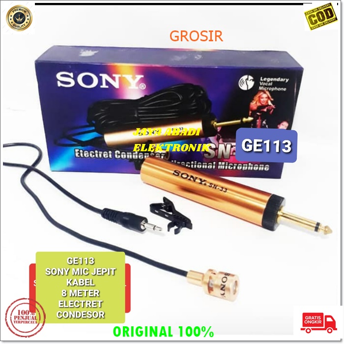 Jual G113 SONY MIC JEPIT KABEL 8 METER CABLE WIRE CLIP ON MIK MIKROPON MIKROPHONE SOUND BEST ...