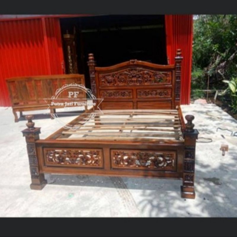 Jual Tempat tidur divan kayu jati ukuran 180cm mebel Jepara | Shopee ...