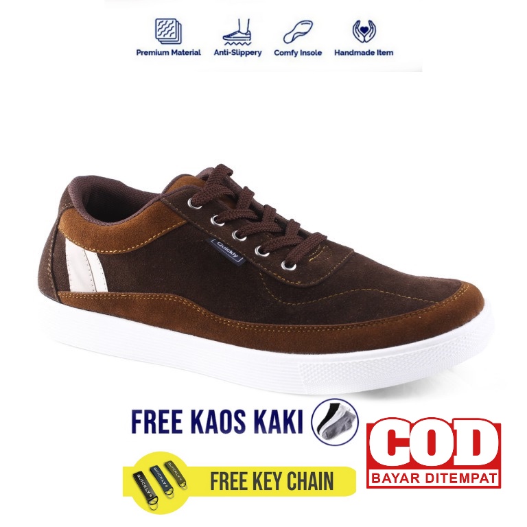 Jual Sepatu Sneakers Casual Pria Sepatu Kets Premium Sepatu Kasual Suede Axton Brown - Quickly ...