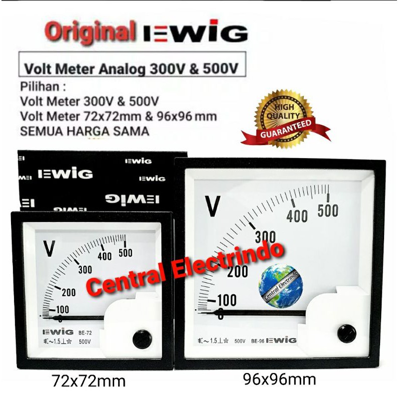 Jual Volt Meter Analog EWIG 300V & 500V/72x72mm & 96&96mm. | Shopee ...