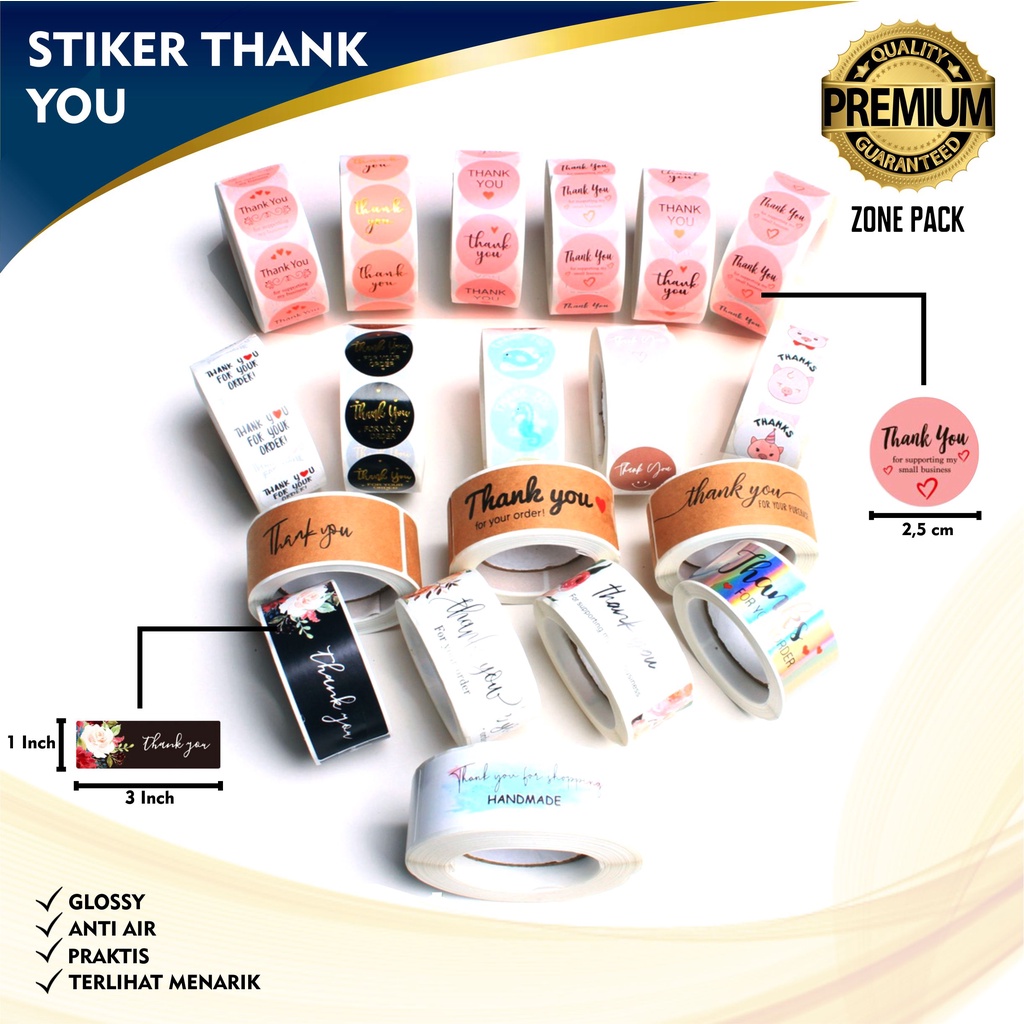 Jual 1 roll (500 pcs) Stiker Label Tulisan Thank You For Your Order I ...