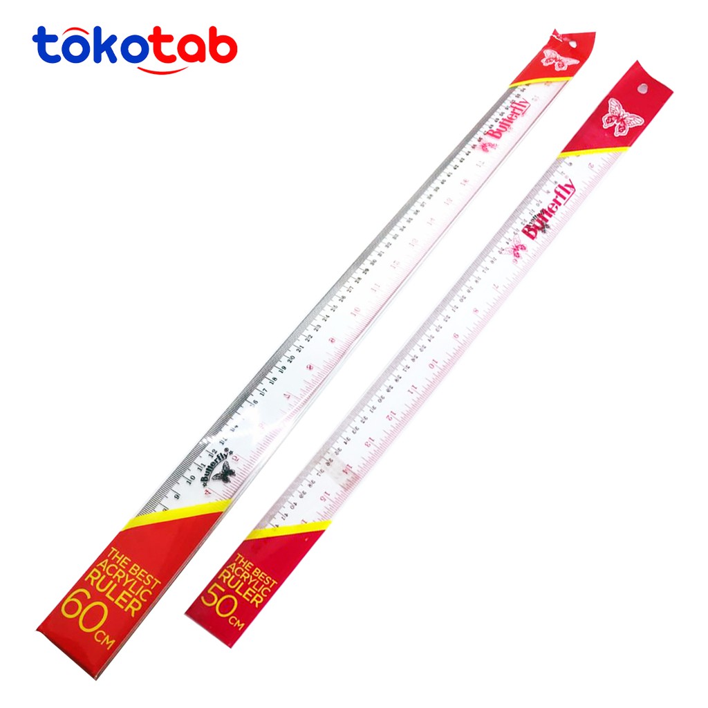 Jual Penggaris Mistar Sekolah Arsitek BUTTERFLY Panjang (40cm,50cm,60cm ...