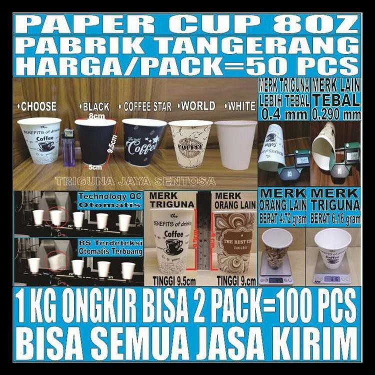 Jual Paper Cup 8Oz 50Pcs Gelas Kertas Kopi Tahan Panas 240Ml Coffee 8 Oz | Shopee Indonesia