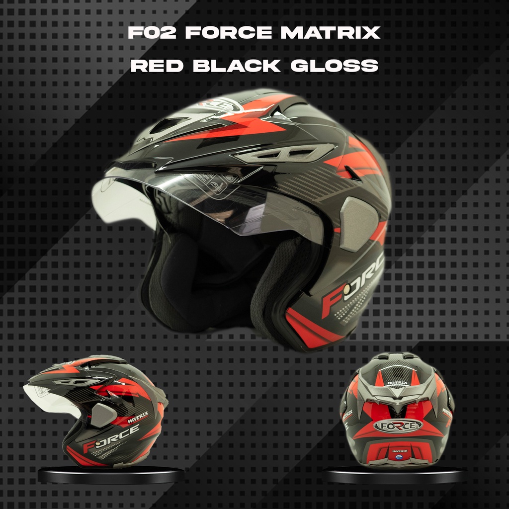 Jual Helm Motor F02 Force Matrix Red Black Gloss | Shopee Indonesia