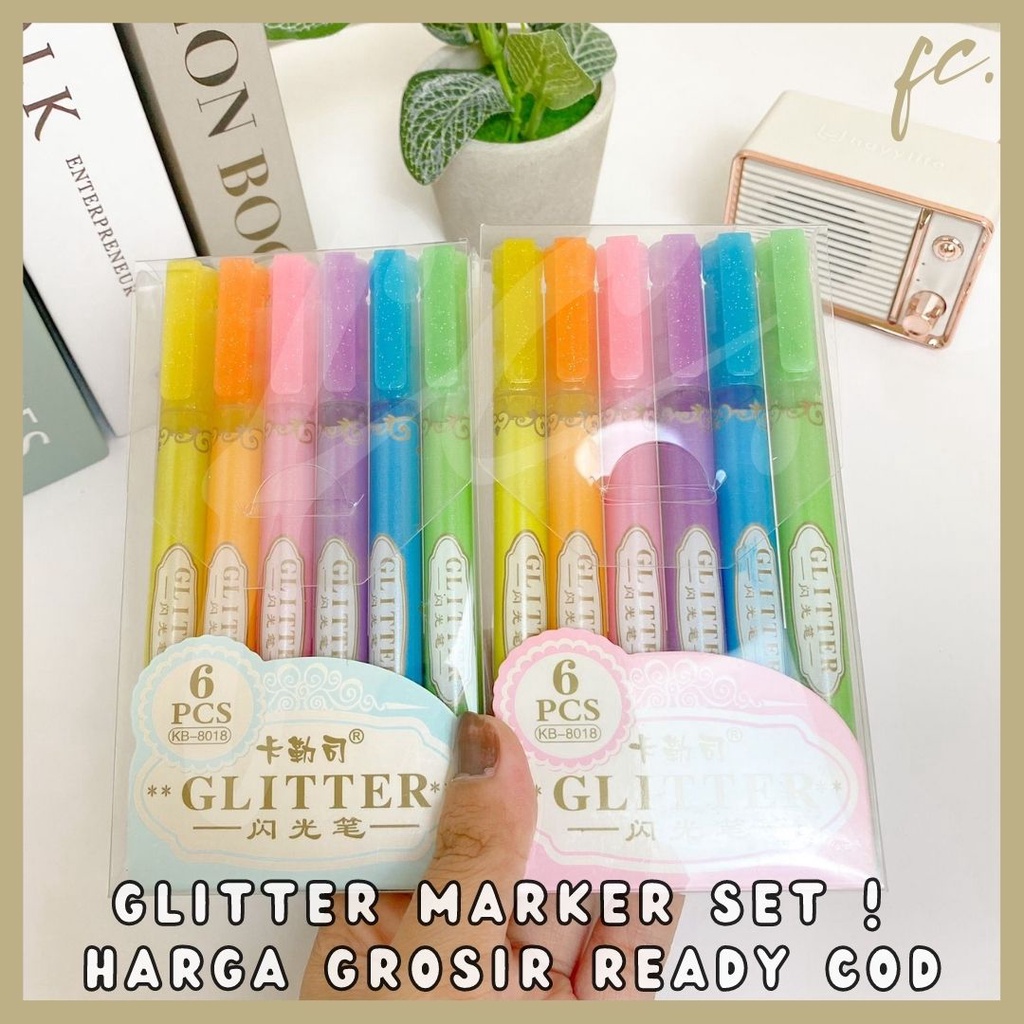 Jual Set 6 Pcs Spidol Silver Glitter Perak Gold Marker Set Kode KB-8018 ...