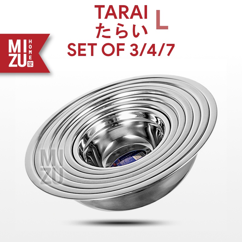 Jual MIZU TARAI L Set 3/4/7 Baskom Basin Bowl Stainless Steel Serbaguna ...
