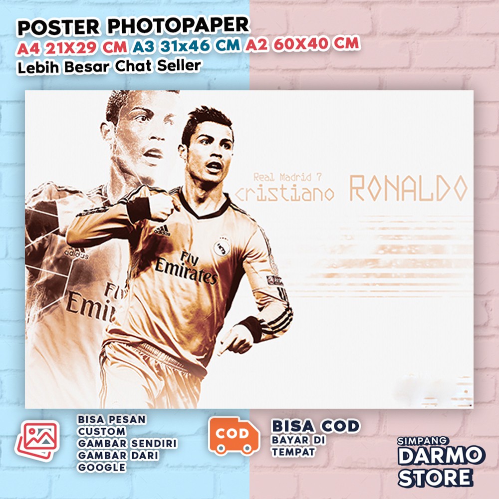 Jual Poster Cristiano Ronaldo / CR7 Hiasan DInding Bola Kamar Pria Cowo ...