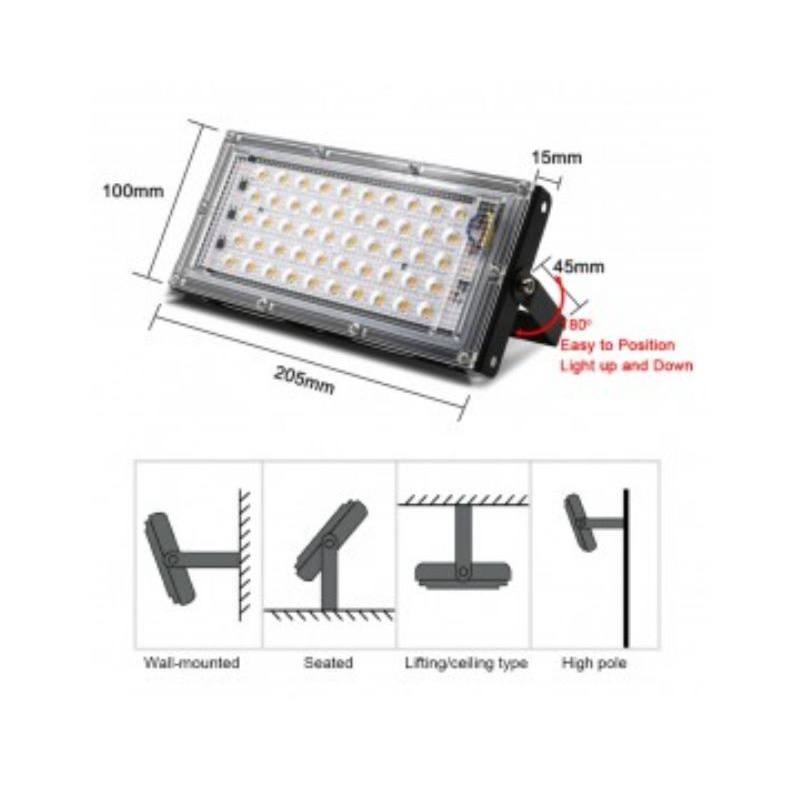 Jual Lampu Sorot 50 Watt 50 W FloodLight Waterproof 50W White Tembak Slim LED 220V IP67 | Shopee ...