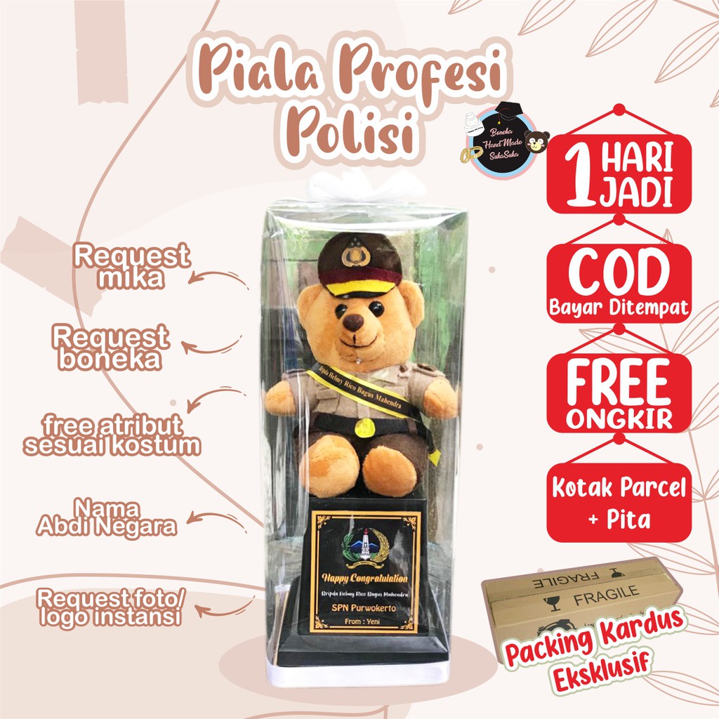 Jual BONEKA PROFESI POLISI BISA CUSTOM NAMA FOTO DAN UCAPAN / PIALA ...