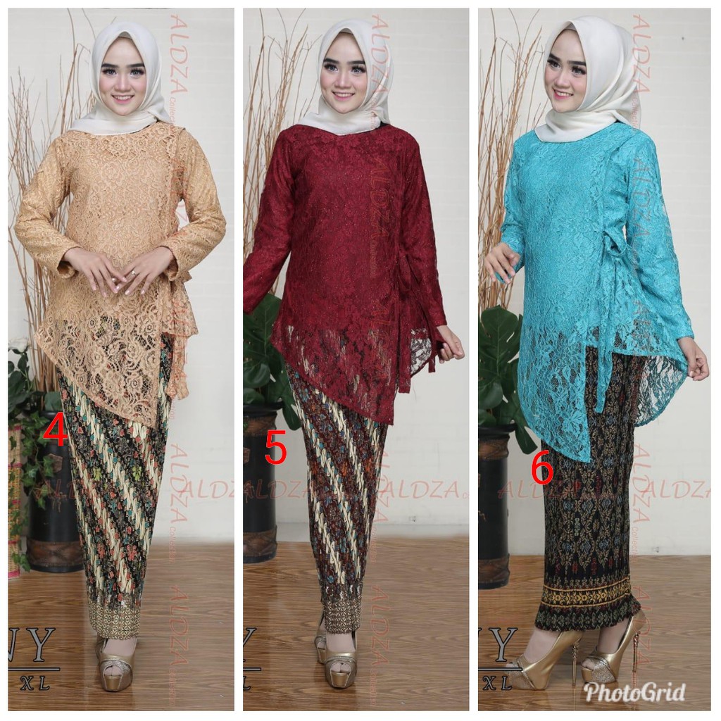 Jual Set Kebaya Brukat Qirany Dan Aneka Warna | Shopee Indonesia