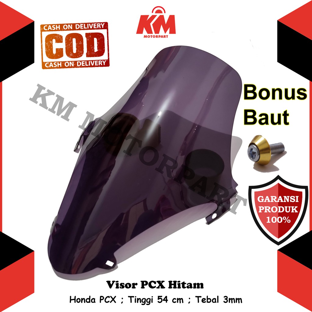 Jual Visor Windshield Honda PCX Variasi Tinggi 54 cm Tebal 3mm Hitam ...