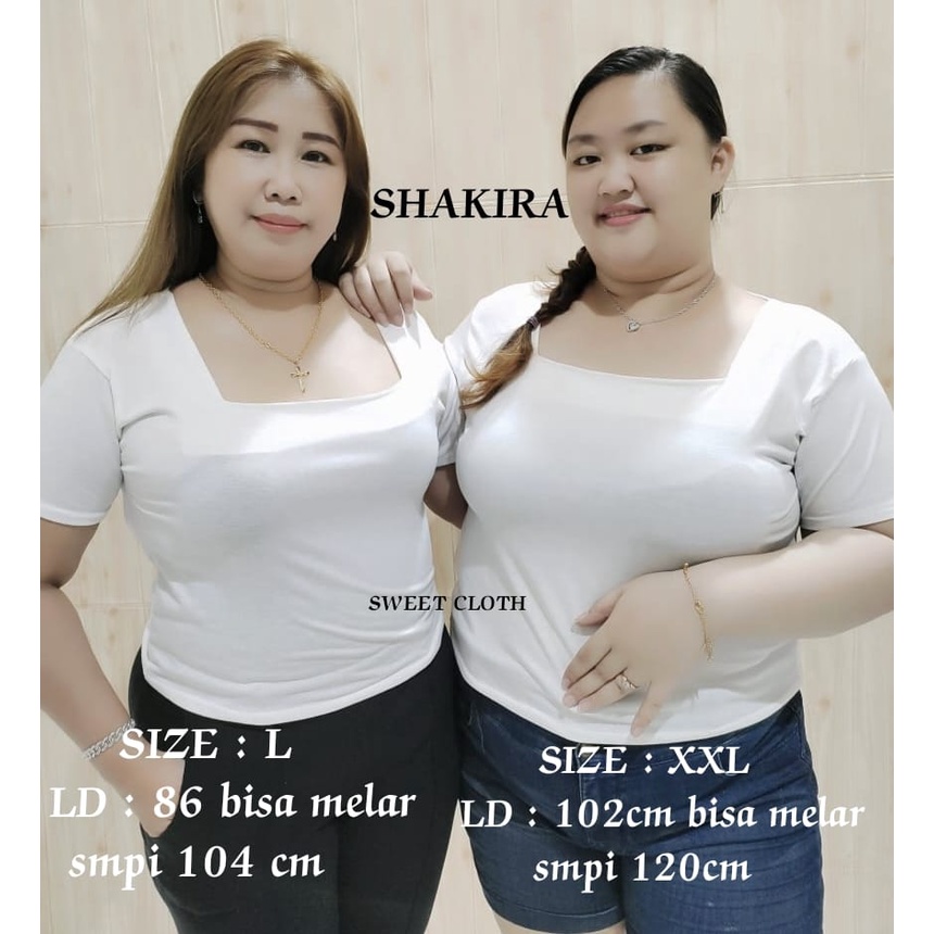 Jual [ L - XL - XXL ]SWEET CLOTH SHAKIRA Basic Kaos JUMBO CROP TOP SEGI ...