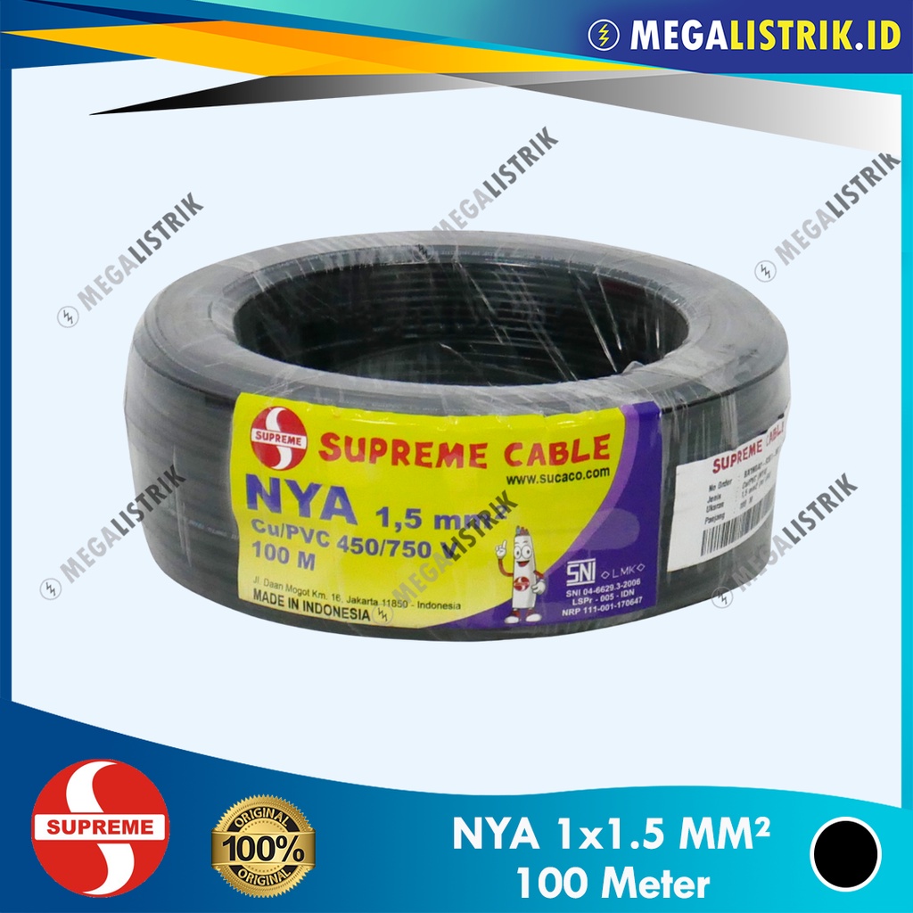 Jual SUPREME KABEL NYA 1.5 MM ( 100 METER ) / KABEL LISTRIK KAWAT 1,5MM / ENGKEL 1,5 / TUNGGAL 1 ...