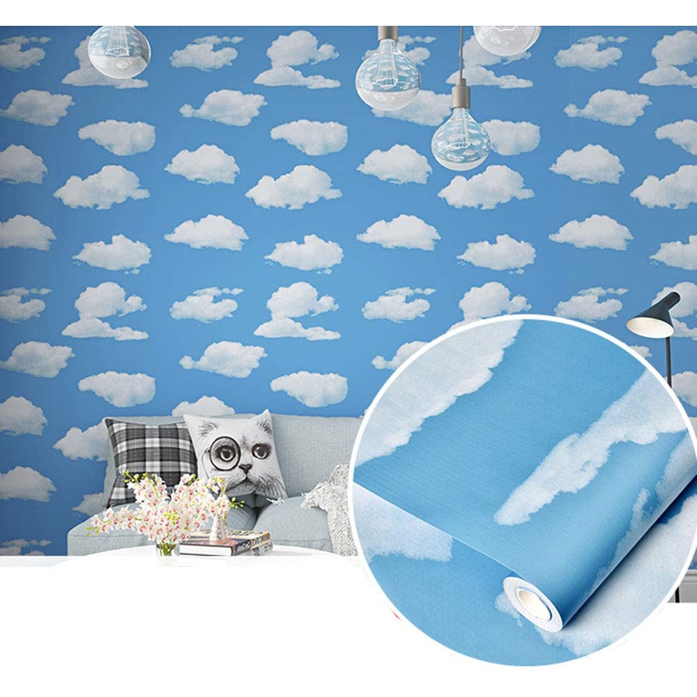 Jual Wallpaper Wallpaper Sticker Awan Biru Muda Panjang 10M X Lebar ...