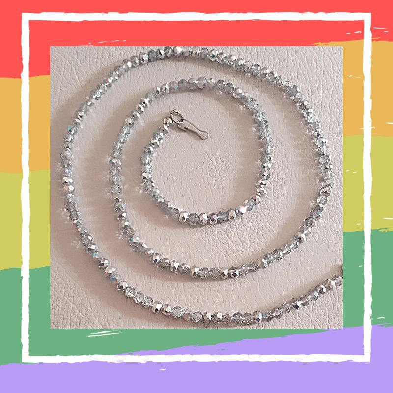 Jual TALI MASKER MOTE MANIK CEKO BERKILAU/KOREAN STRAP MASK GREY ...