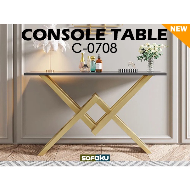 Jual CONSOLE Table C-0708 - Meja Konsul Table Modern Kaki Gold Marmer ...