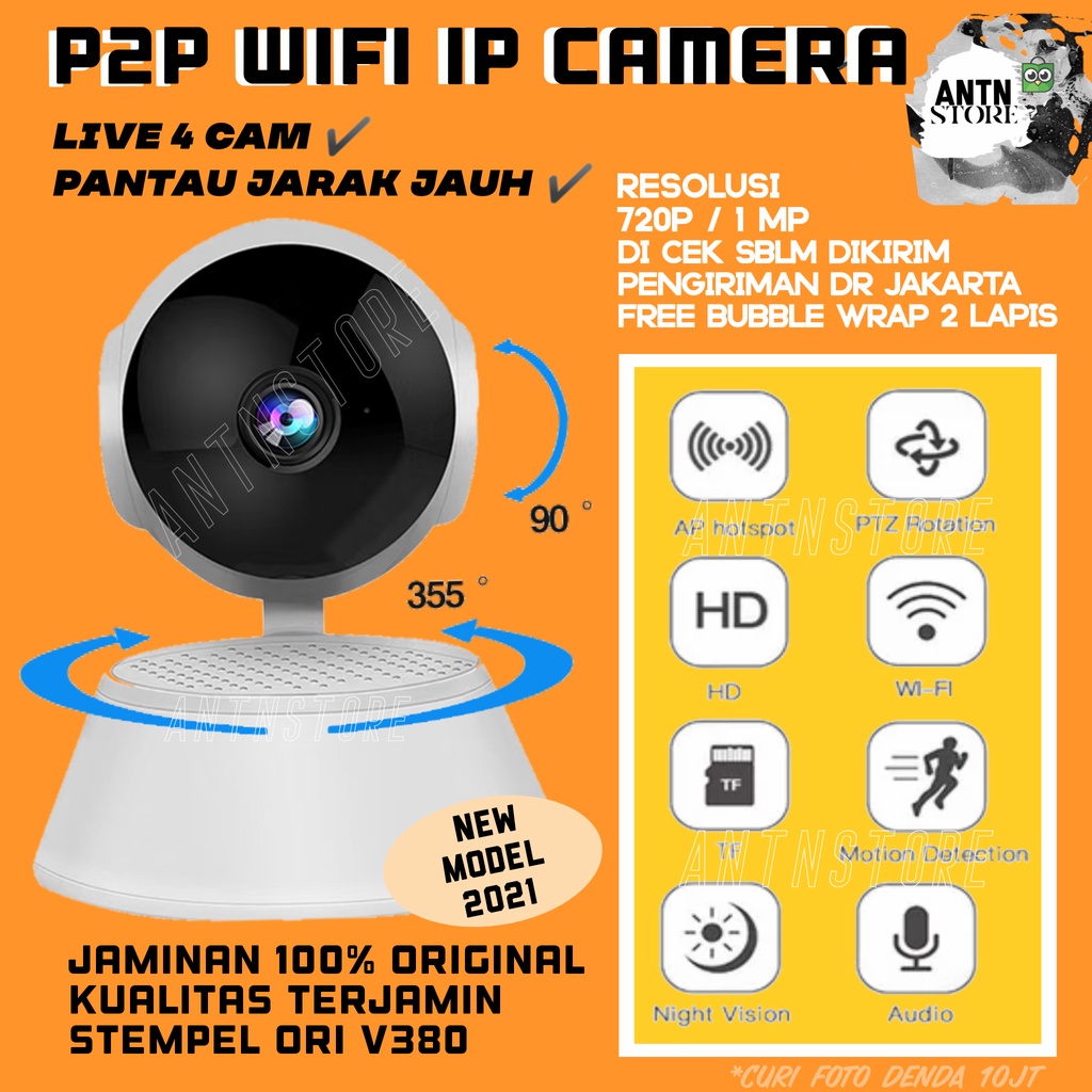 Jual V380 Ip Camera Cctv Wifi Indoor HD 720p Ip Cam Wireless P2P ...