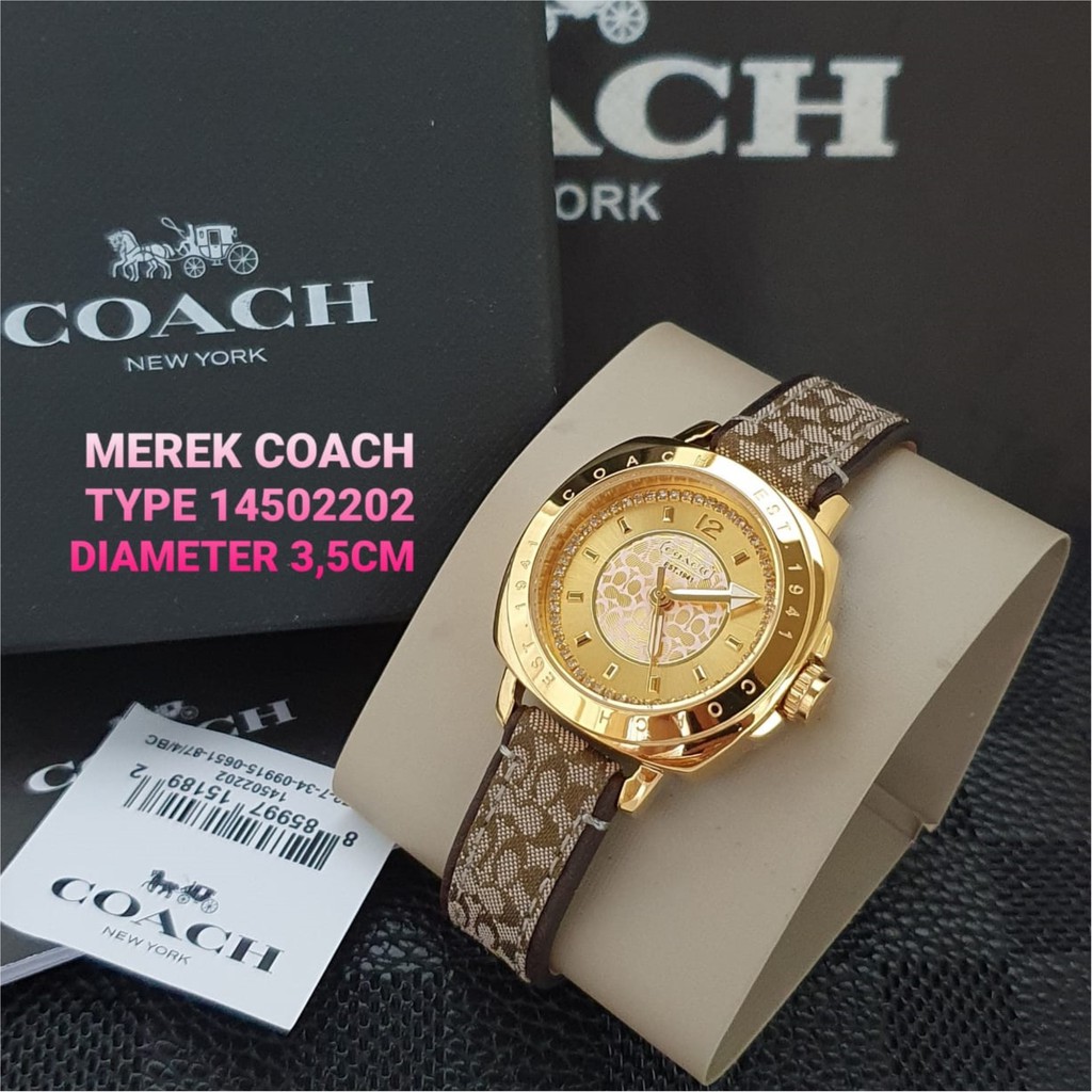 Jual Original Coach Motif Body Gold Jam Tangan Wanita | Shopee Indonesia