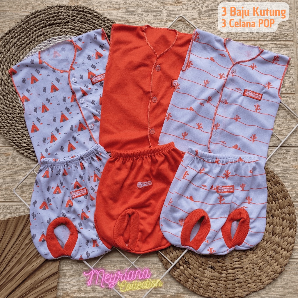 Jual Seri Orange 6 PCS Baju Bayi Lengan Kutung dan Celana POP Kacamata ...