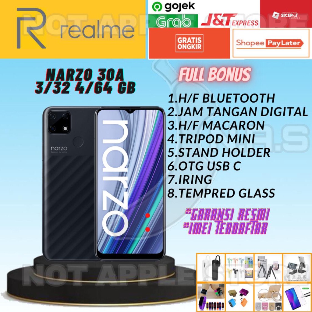 Jual REALME NARZO 30A RAM 3/32GB 4/64GB NEW BARU GARANSI RESMI | Shopee Indonesia