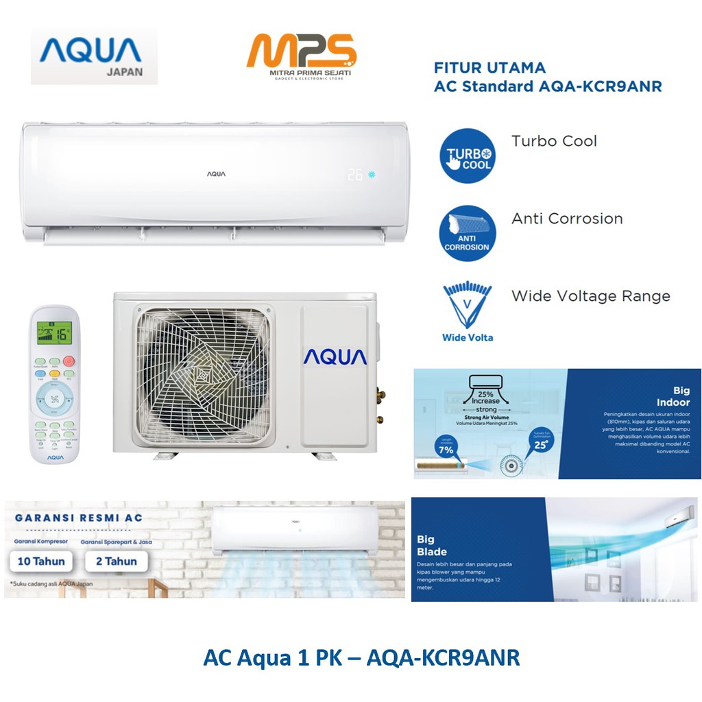 Jual AC Aqua 1 PK - AQA-KCR9FQAL/ANR - (Incld Pasang, Braket, Pipa 3 Mtr) | Shopee Indonesia