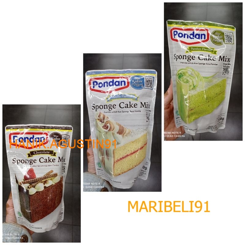 Jual Pondan Sponge Cake Vanilla 200g & Sponge Cake Pandan 200g & Sponge ...