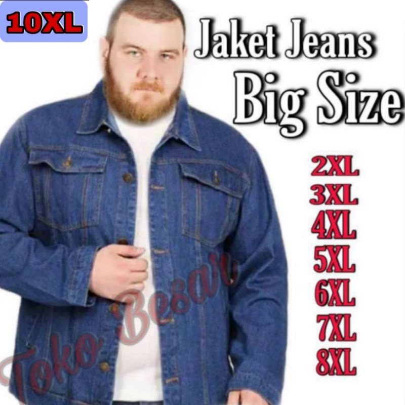 Jual Jaket Jeans Jumbo Pria Wanita L, XL, 2xl, 3xl, 4xl, 5xl,6xl, 7xl, 8xl,10xl // Jaket Jeans ...