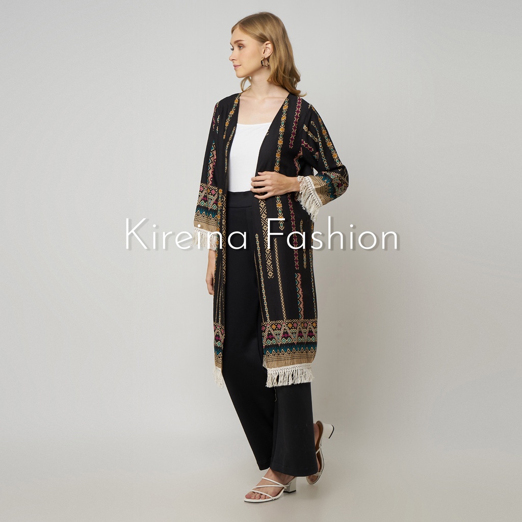 Jual KIREINA - Cardigan Rumbai Motif Bohemian Outer Bohemian Bahan ...