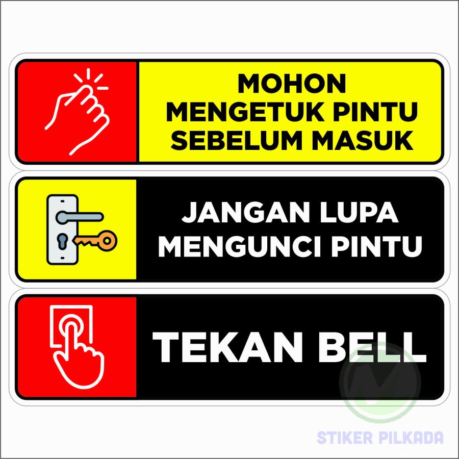 Jual STIKER VINYL MENGETUK PINTU, MENGUNCI PINTU, TEKAN BELL (DIJUAL ...