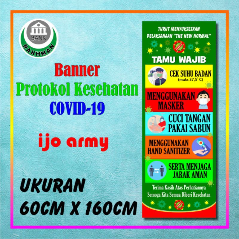 Jual Spanduk Banner Protokol Kesehatan Covid 19 Ukuran 60cm X 160cm