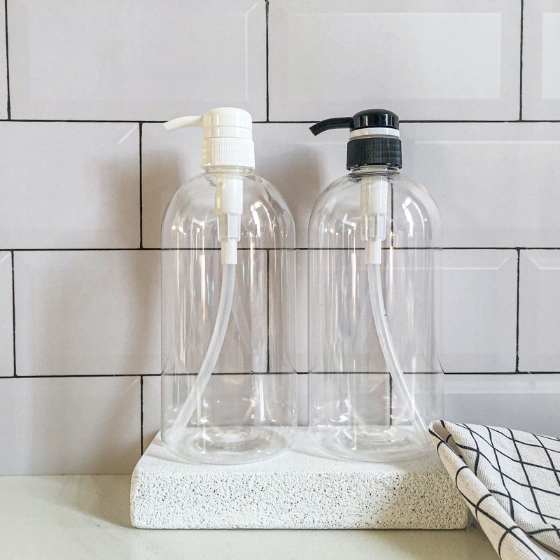 Jual 1 Liter Botol Plastik CLEAR PUMP - PUMP PUTIH / HITAM - botol pump ...