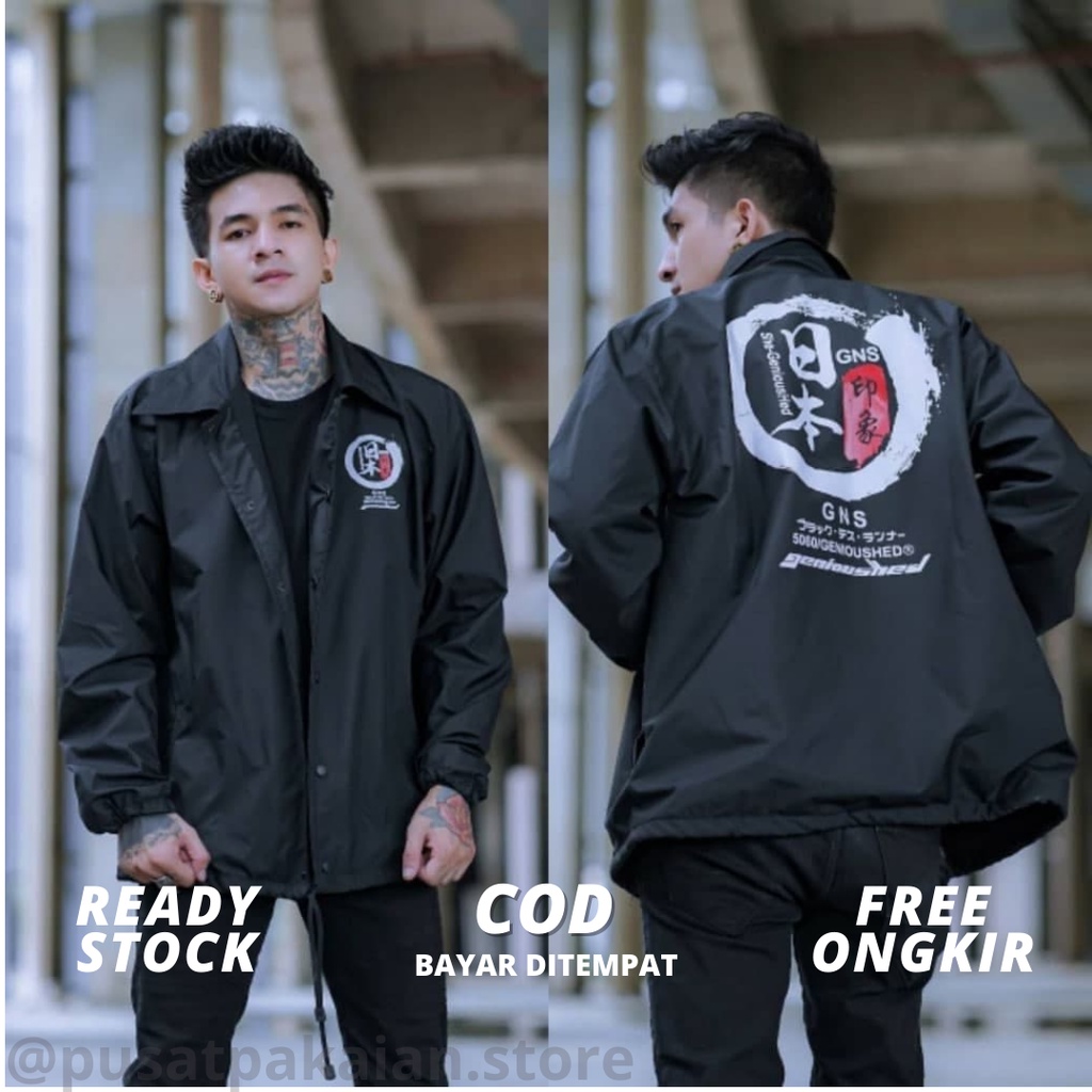 Jual JAKET COACH HITAM PRIA MURAH GAMBAR TULISAN JEPANG / JAKET COACH ...