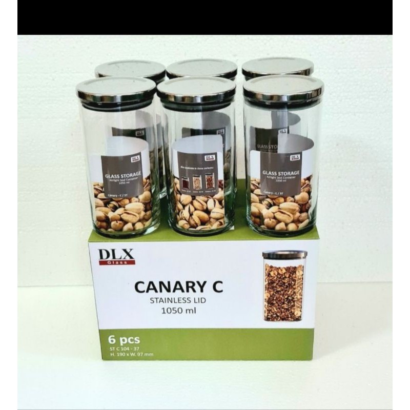 Jual Toples kaca bulat Canary C tutup stainless 1050ml 6 pcs | Shopee Indonesia