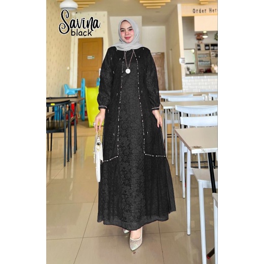Jual PU Savina Dress Pesta Brukat Gamis Pesta Brukat Tille Mewah Premium Dress Wisuda Gamis ...
