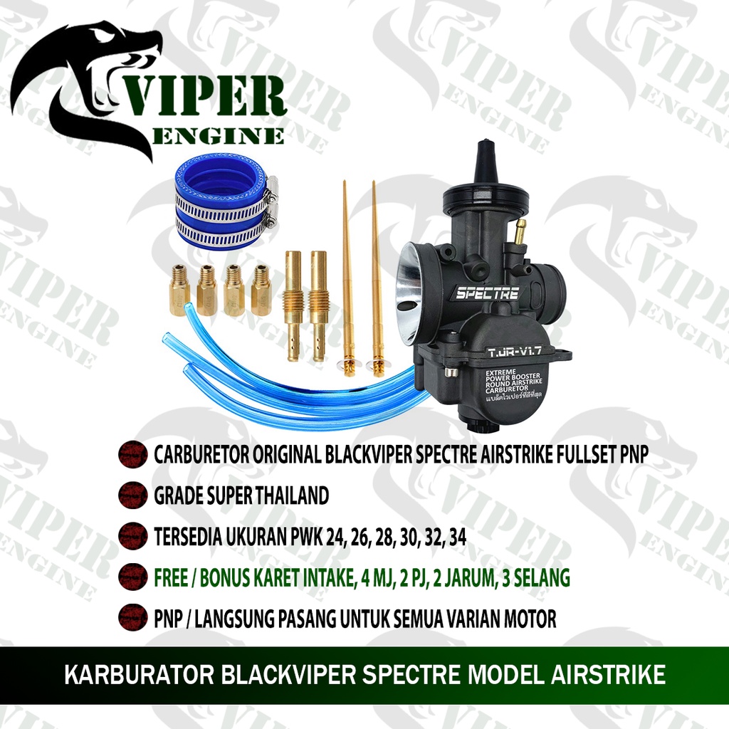 Jual [BISA COD] KARBURATOR BLACKVIPER NITROUS SPECTRE HITAM AIRSTRIKE PE PWK 24 26 28 30 AIR ...