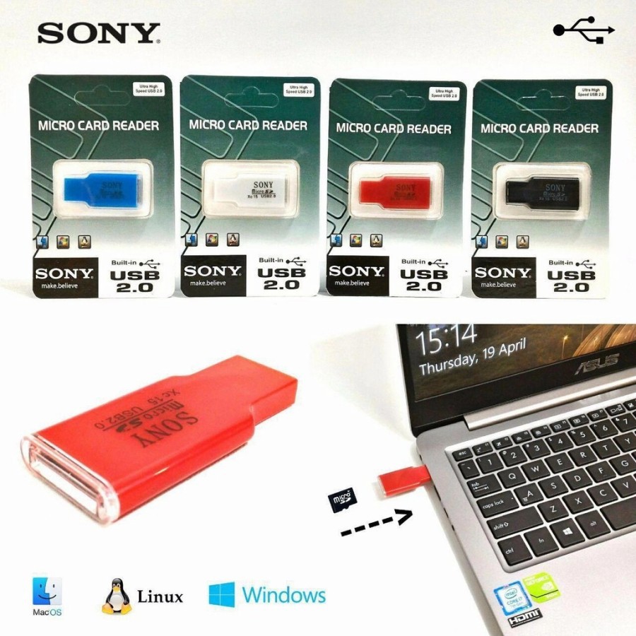 Jual MICRO CARD READER SONY XC-15 MICRO SD BUILT IN USB 2.0 | Shopee ...